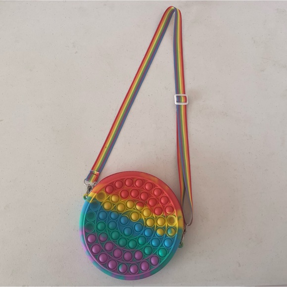 Bags | Pop It Rainbow Circle Crossbody Fidget Purse Zipper Adjustable ...